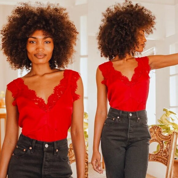 Lulus | Tops | Lulus Forever Flirty Red Lace Cami Top Medium Going Out ...